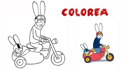 Colorea a Simón y su abuelo en la moto - Clan TV - RTVE.es