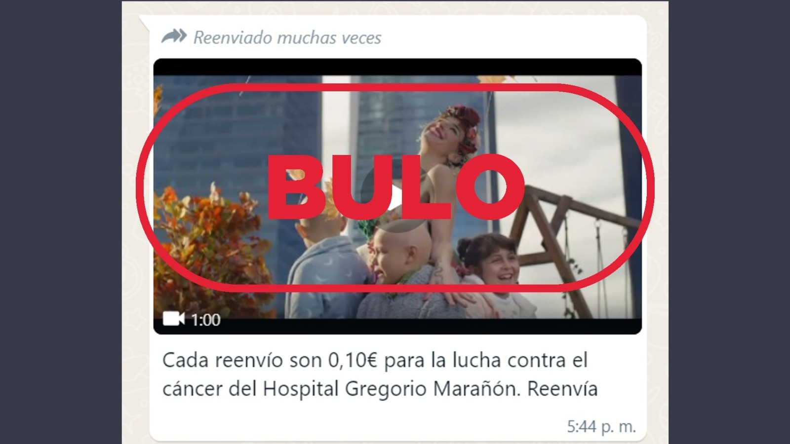 No donas dinero contra el cáncer al reenviar este vídeo