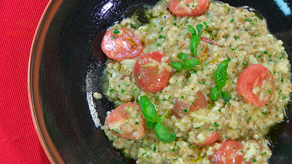 Receta de risotto de cebada, tomate y queso manchego