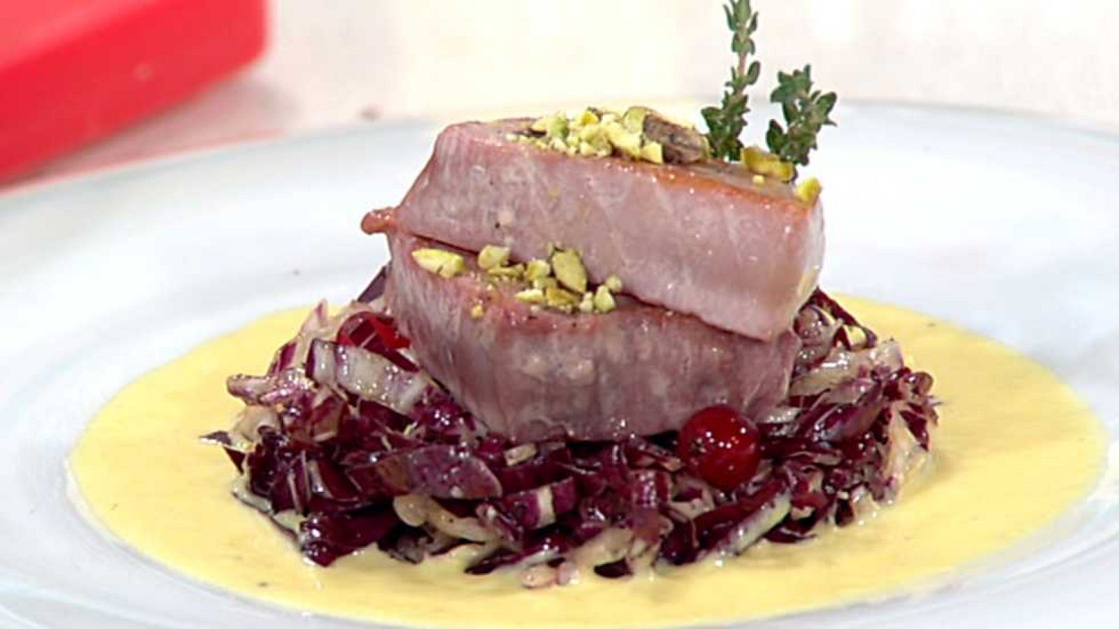 Receta de Melva en salsa de melocotón